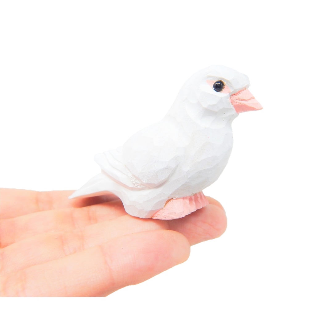 White Dove Wood Figurine Bird Statue Sculpture Ornament Decor Miniature ...