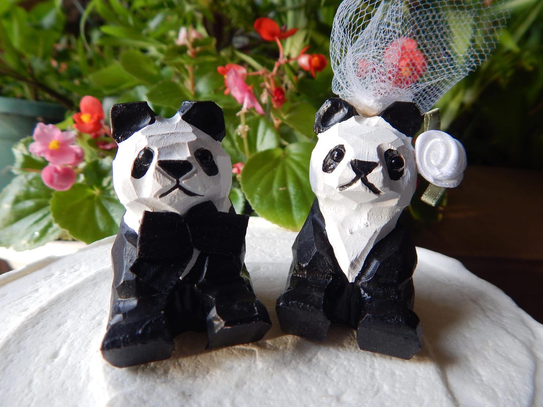 Panda Bear Cake Topper Bride & Groom Love Wedding Engagement ...