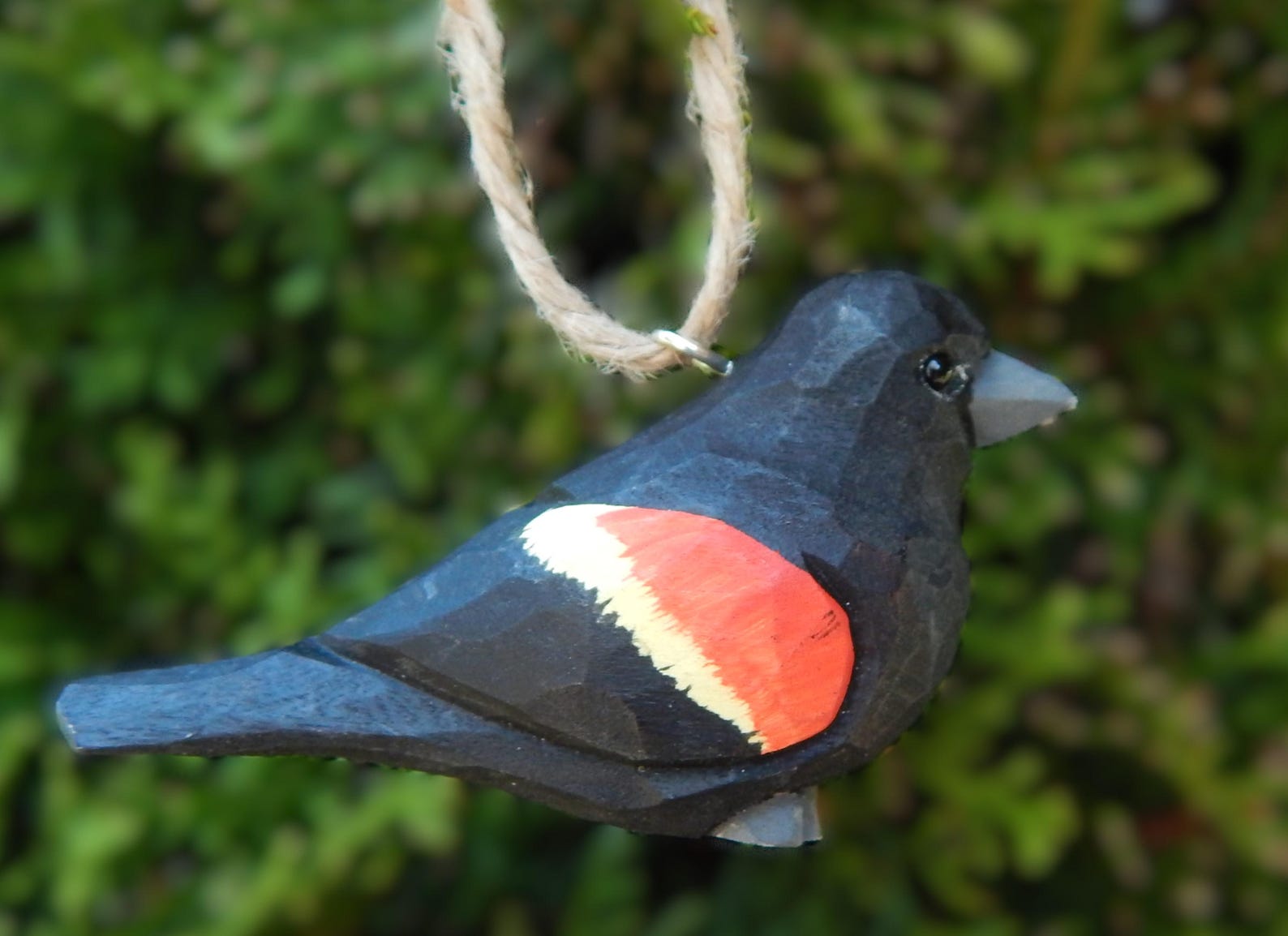 Red-winged Blackbird Ornament Handmade Wooden Hanging Decor Bird Rustic ...