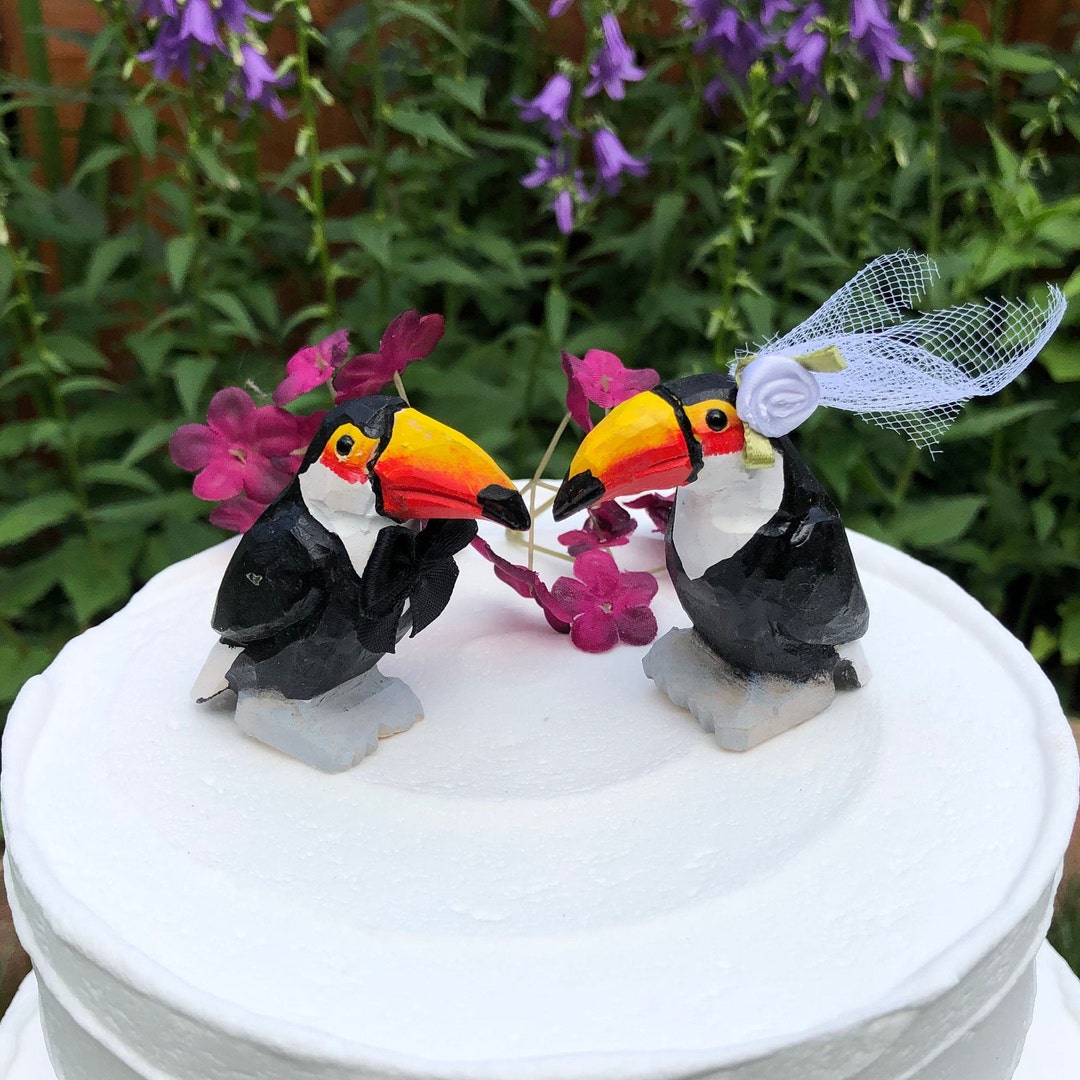 Toucan Love Birds Cake Topper Bride & Groom Wedding Engagement ...