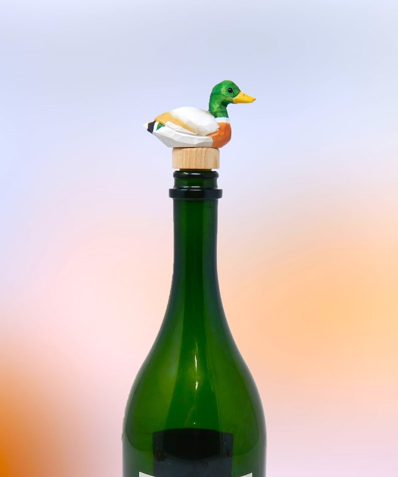 Hand-carved Wine Stopper – Wooden Mallard Duck Bottle Plug - Etsy UK