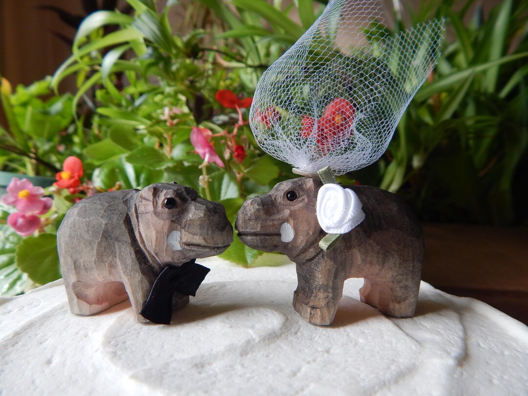 Hippo Pygmy Hippopotamus Figurine Cake Topper Bride & Groom Love ...