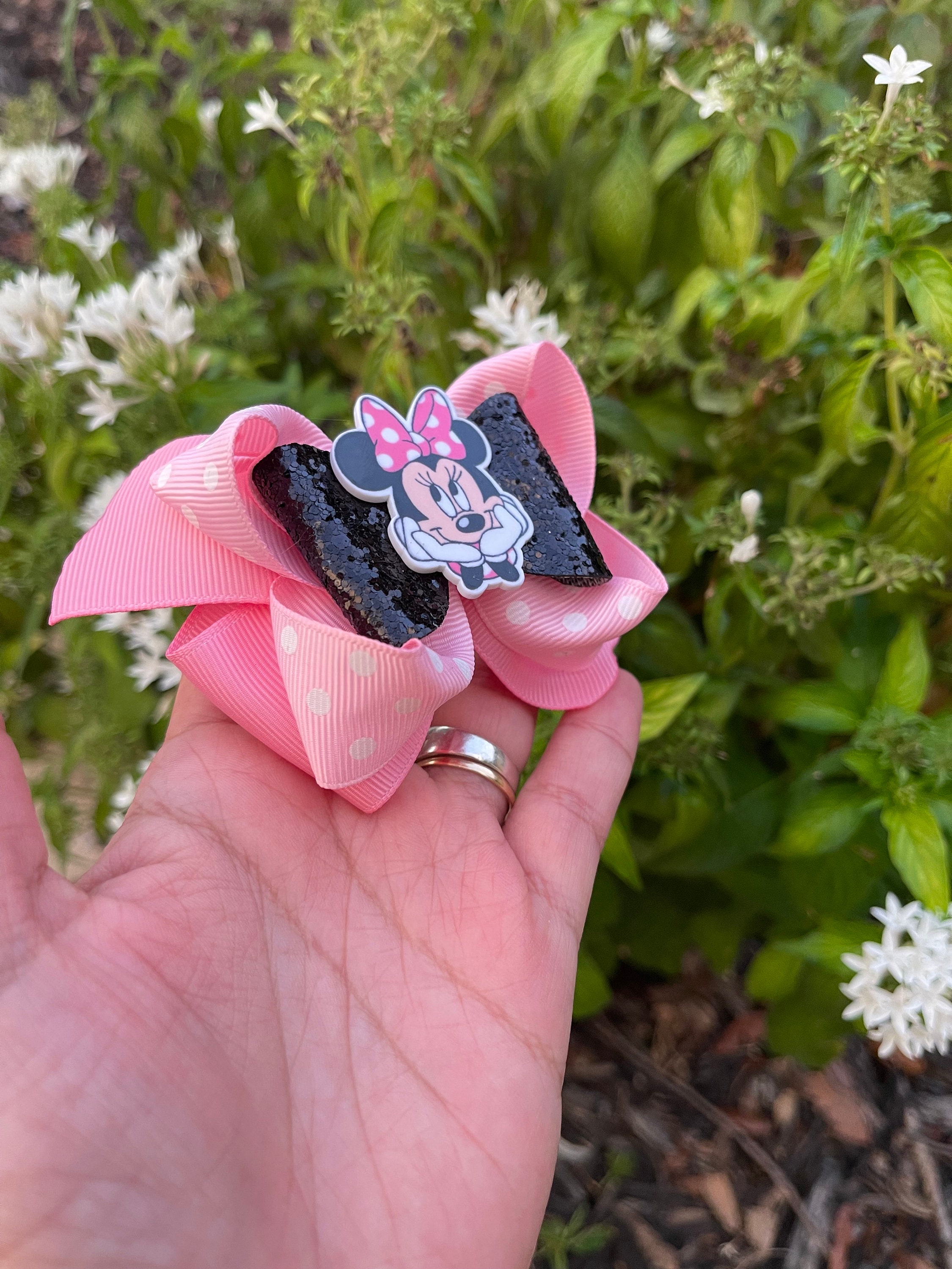 Character Inspired Hair Bows , Mouse Bows Set , Minnie Pig Tail Bows ...