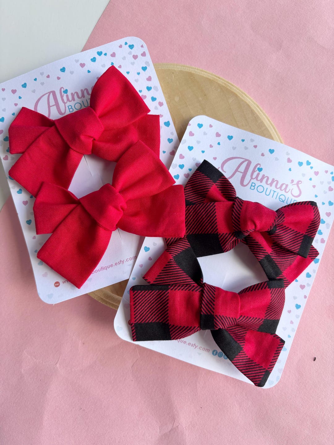 Buffalo Plaid Pigtail Bow Set , Christmas Pigtail Bows ,red Pigtail ...