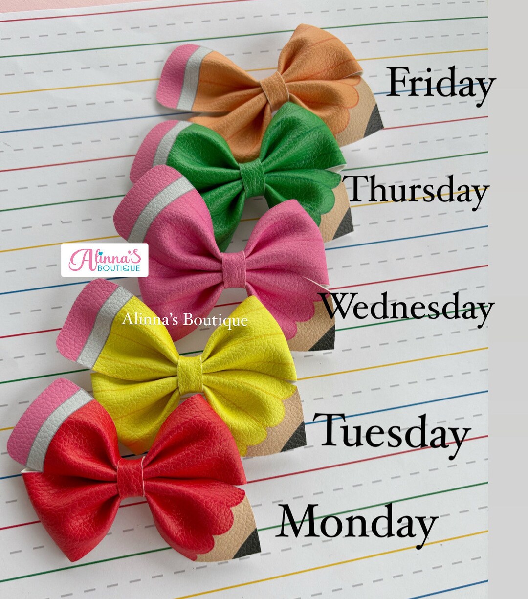 Back to School Pencil Bows, Pencil Hair Bows, Back to School Bows ...