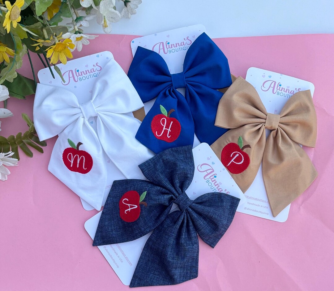 Back to School Hair Bow, Back to School Bows, Personalized Hair Bow ...