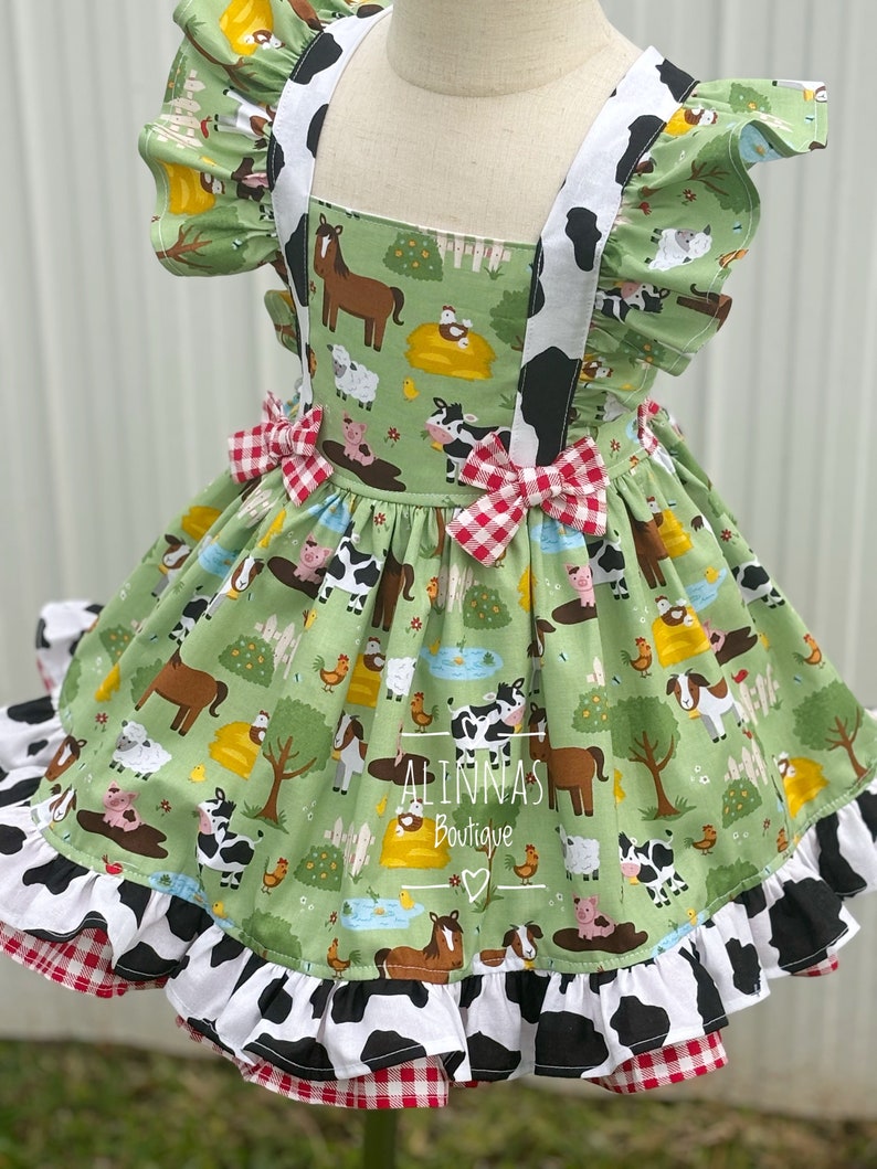 Farm Theme Dress for Girl, Girl Farm Dress, Farm Birthday Dress, Cow ...