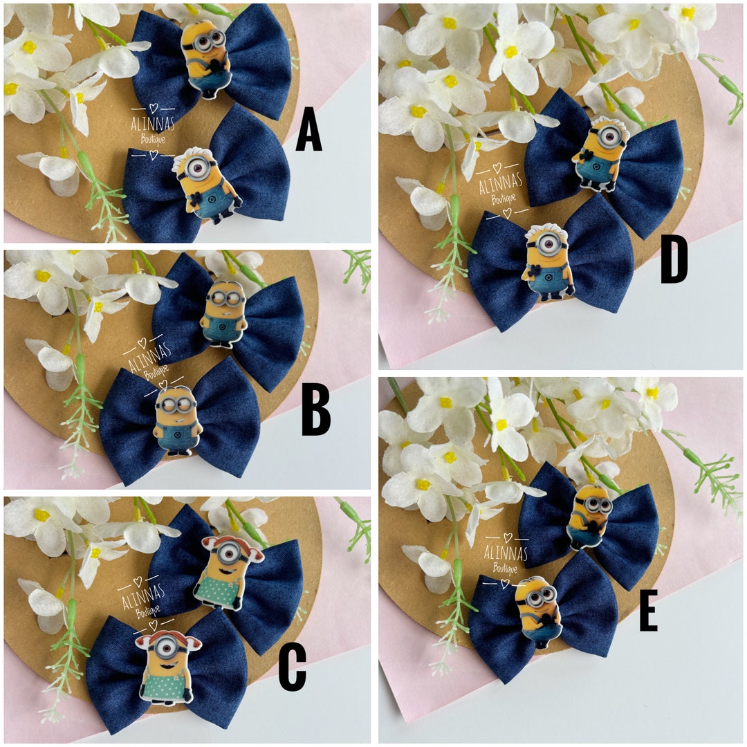 Minions Pigtail Bows, Despicable Me Hair Bows, Character Pigtail Bows ...