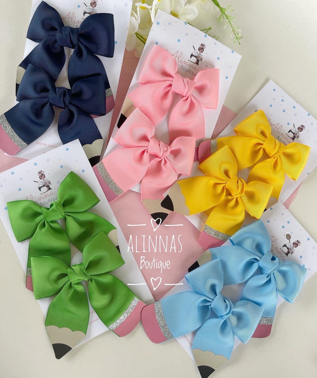Back to School Pencil Bows, Pencil Hair Bows, Back to School Bows ...