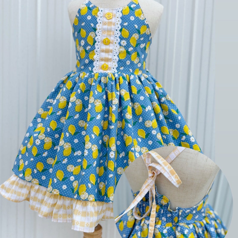 Blue Dress With Lemon Print - Etsy