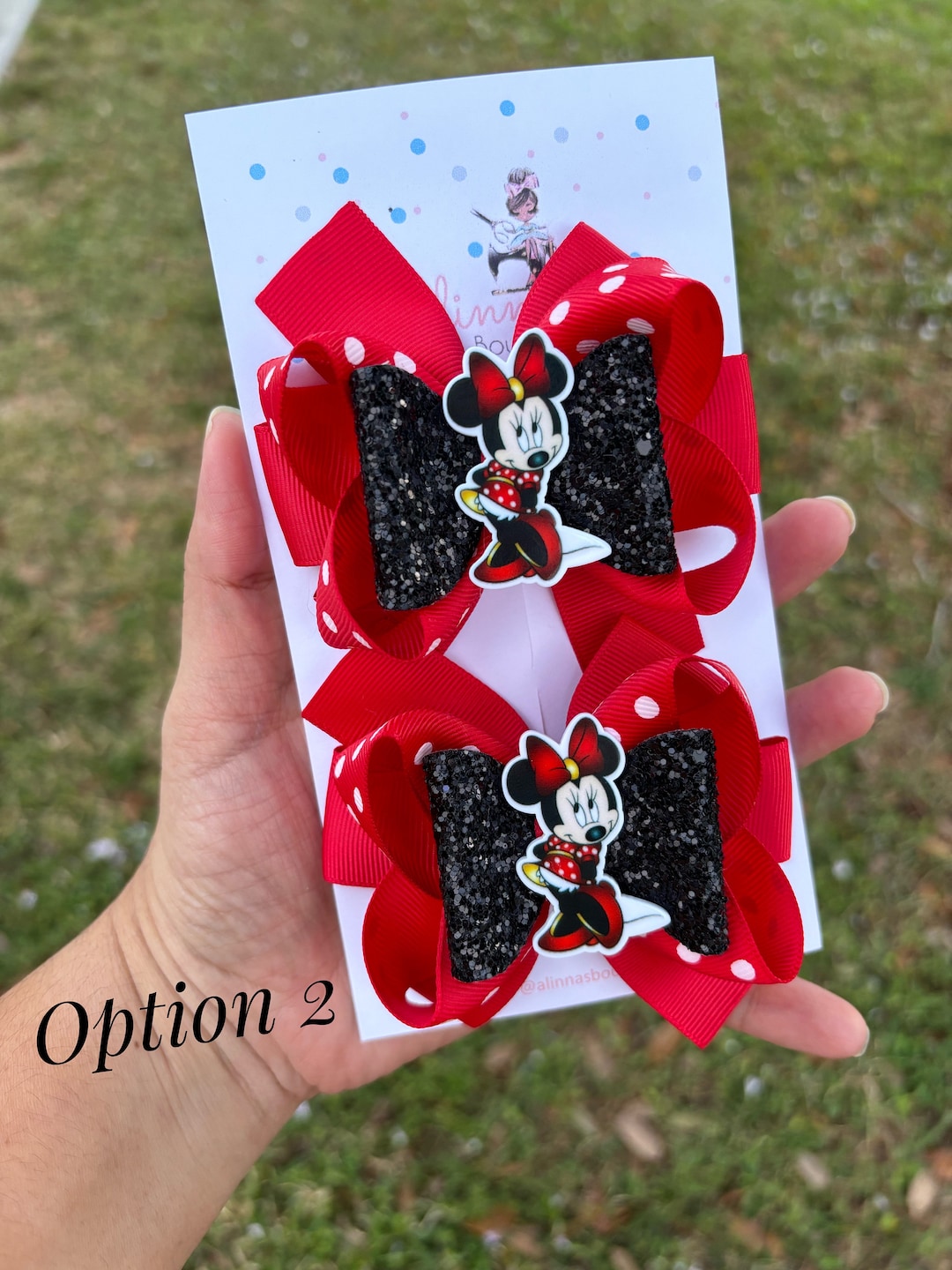 Minnie Inspired Hair Bows ,, Mouse Pigtail Bows , Cartoon Inspired Bows ...