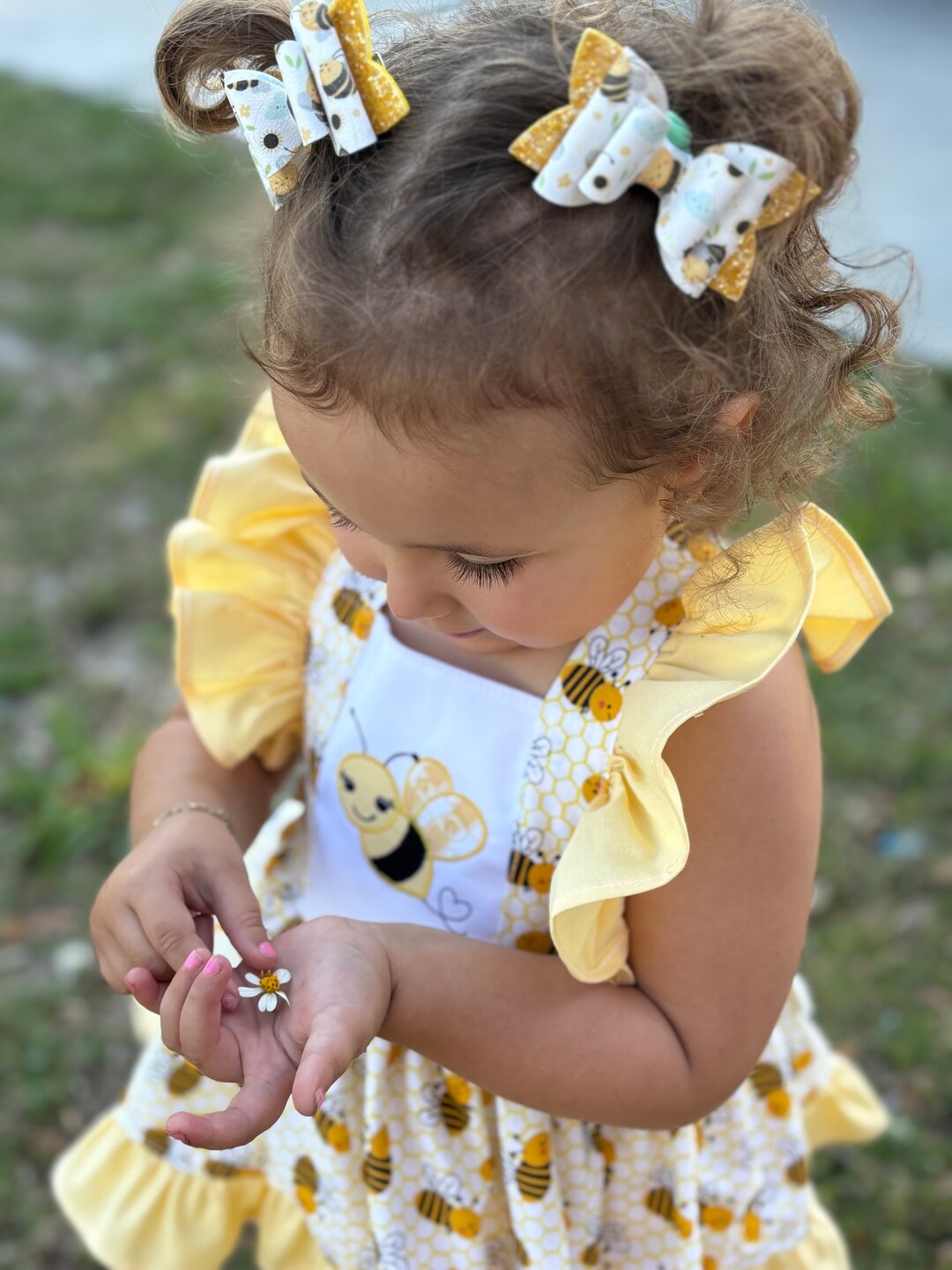 Bee Pigtail Bows, Faux Leather Bows 3inch,toddler Piggy Bows, Bee Hair ...