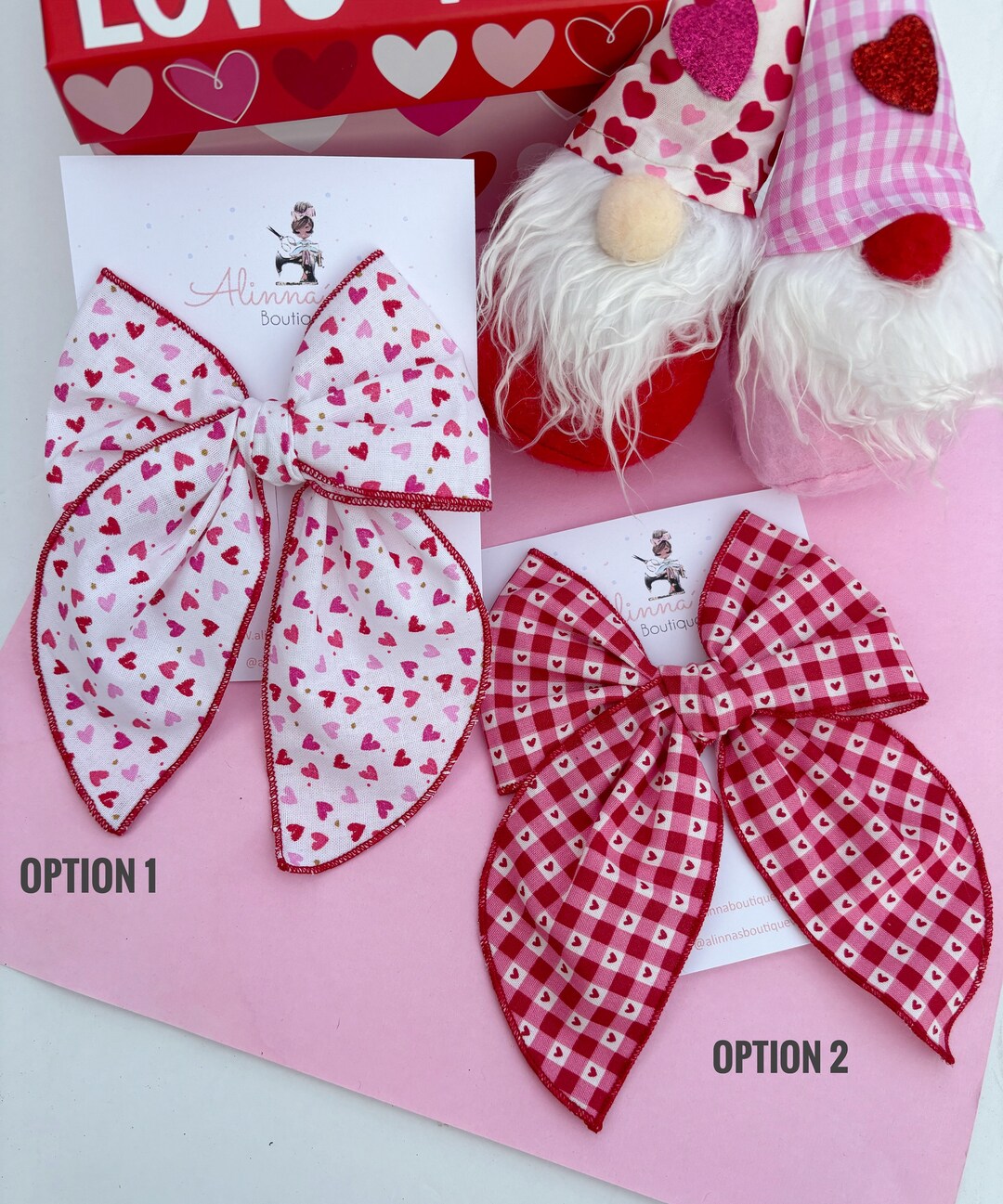 Fable Hair Bows Valentines Day Hair Bows Sailor Bow Red And Pink