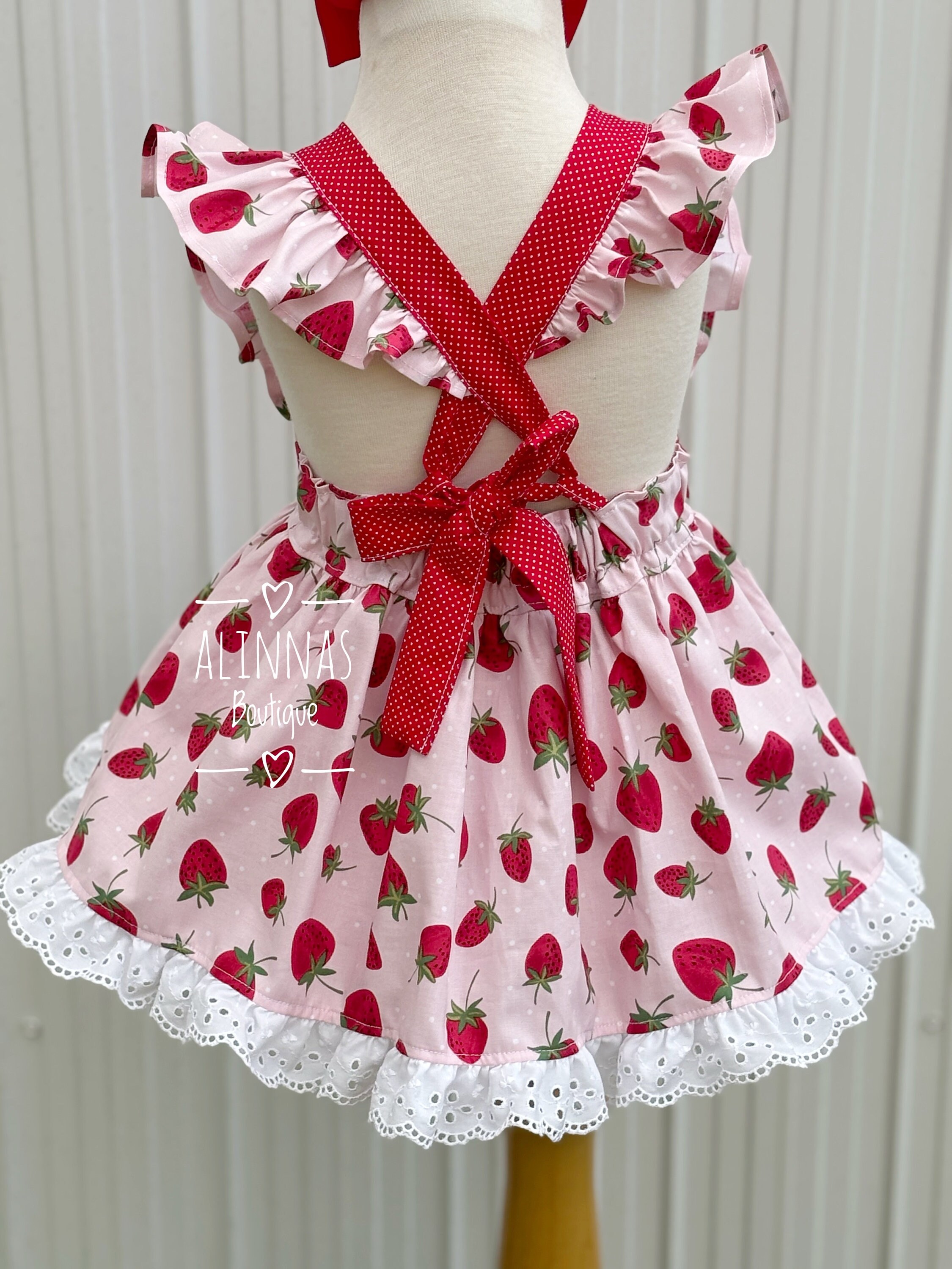 Strawberry Dress for Girl, Girls Pink Dress With Strawberry Print ...