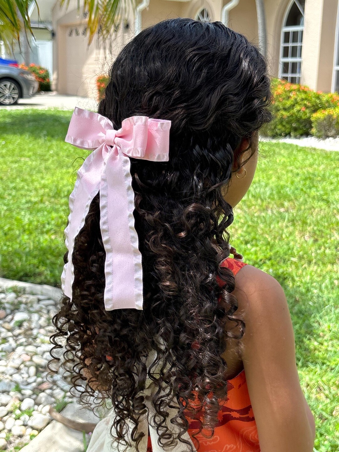 Pink Ribbon Hair Bow, Pink Coquette Bow, Trending Bow, Pink Long Hair ...