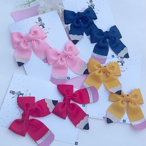 Back to School Pencil Bows, Pencil Hair Bows, Back to School Bows ...