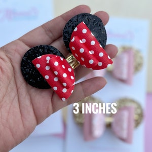Mouse Ears Bow, Minnie Polka Dots Pigtail Hairbows, Mouse Hair Clip ...
