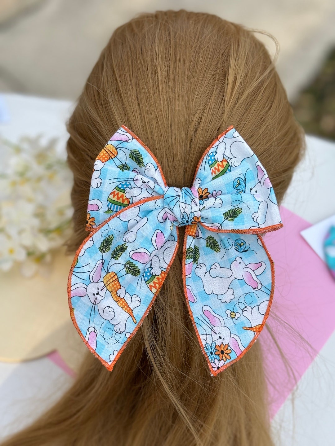 Fable Hair Bows,easter Hair Bows, Sailor Bow, Easter Eggs Print Bow ...
