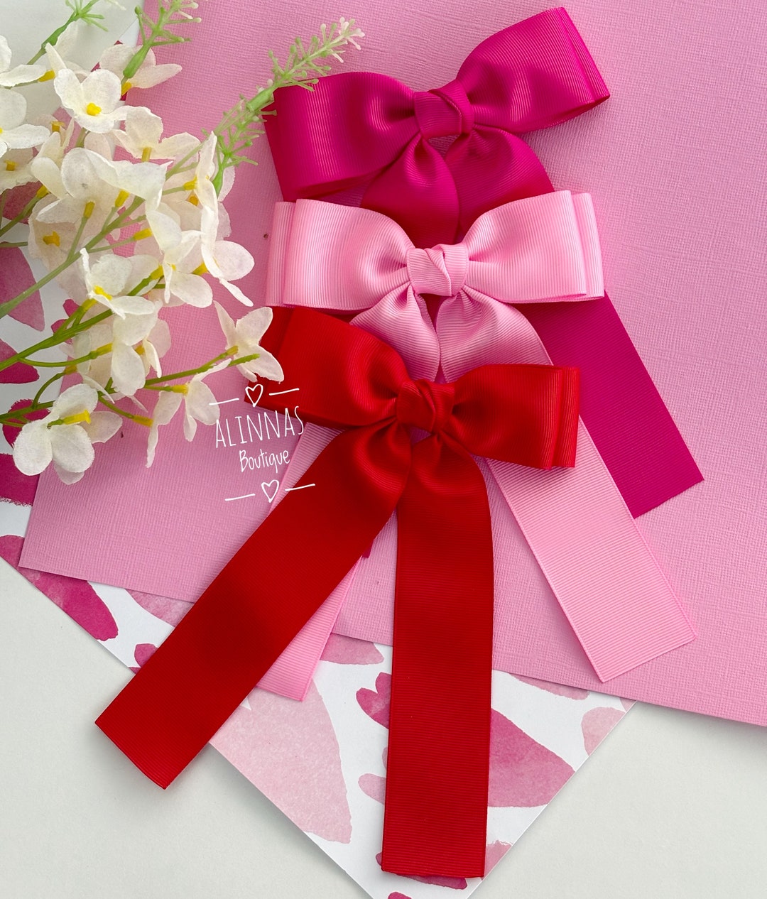 Ribbon Hair Bows, Valentine Bows, Trending Hair Bows, Red Hair Bow ...