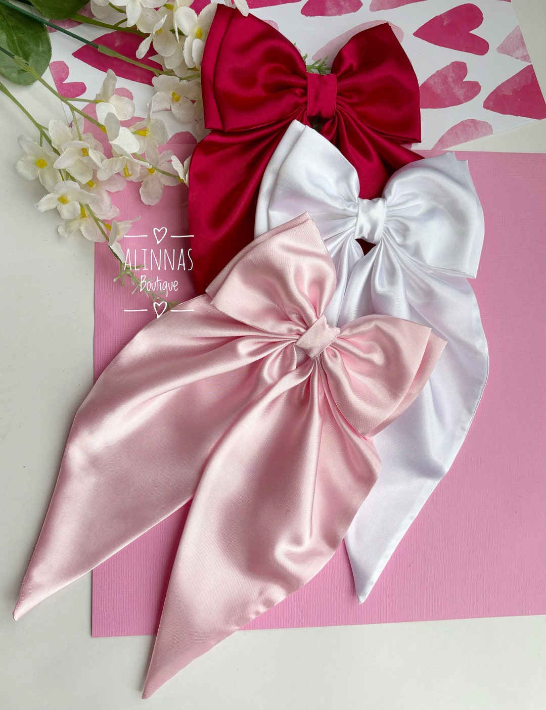 Silk Satin Giant Hair Bow, Satin Bow, Satin Long Bow, Trending Bows ...