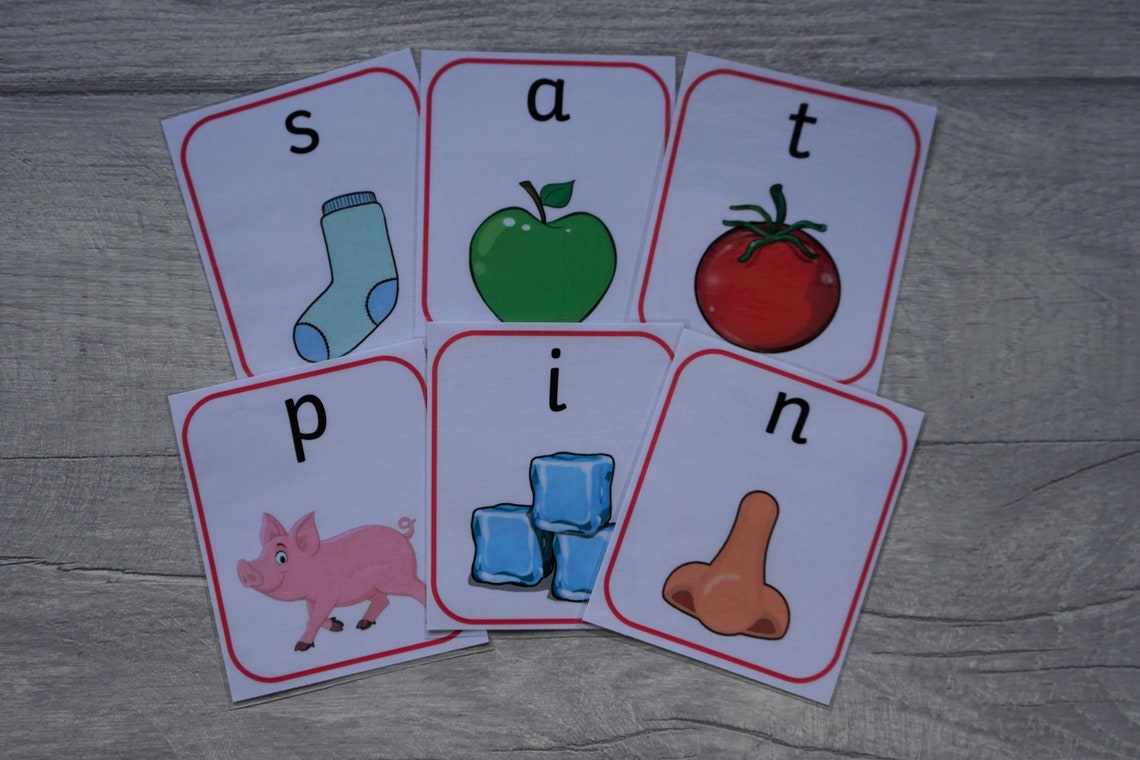 Phase 2 Phonics Flashcards With Images Starting School Early Learning ...
