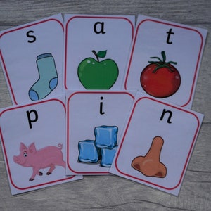 Phase 2 Phonics Flashcards With Images Starting School Early Learning ...