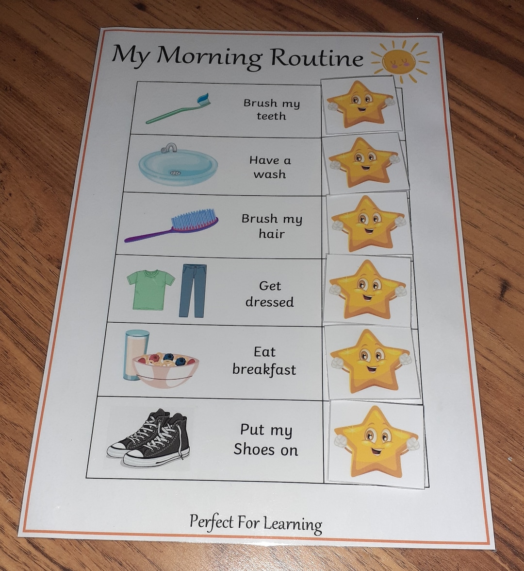 My Morning Routine OR My Bedtime Routine Charts With Velcro Stars - Etsy UK