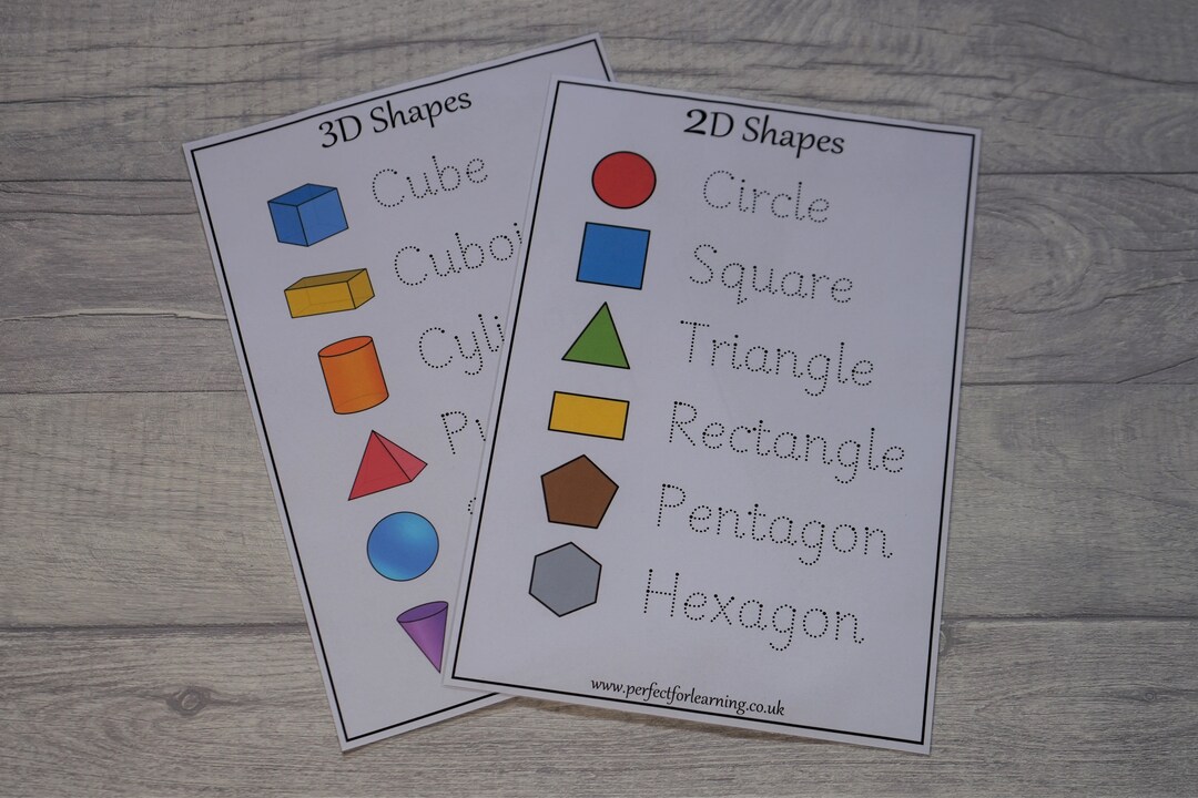 2D and 3D Shape Handwriting Activities - Etsy UK