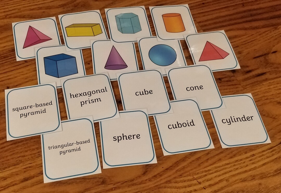 3D Shapes Matching Flashcards - Etsy