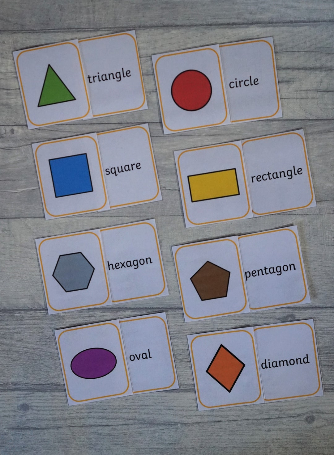 2D Shapes Matching Flashcards - Etsy UK