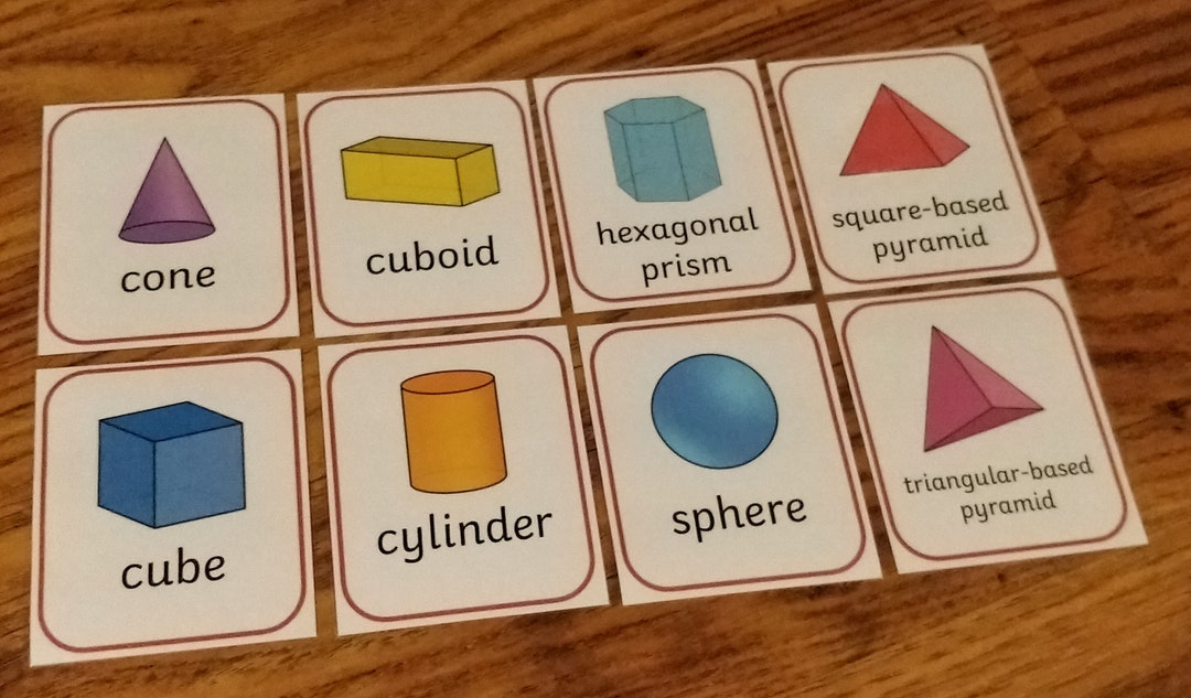 3D Shapes Flashcards - Etsy