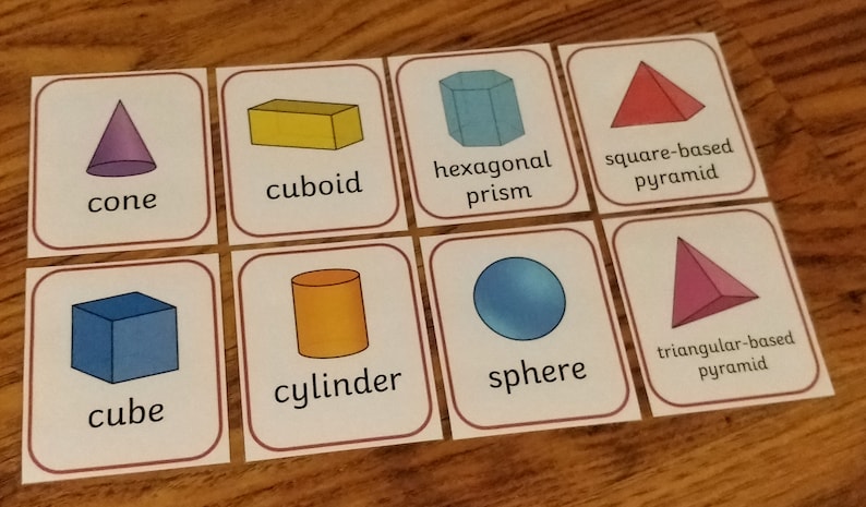 3D Shapes Flashcards - Etsy