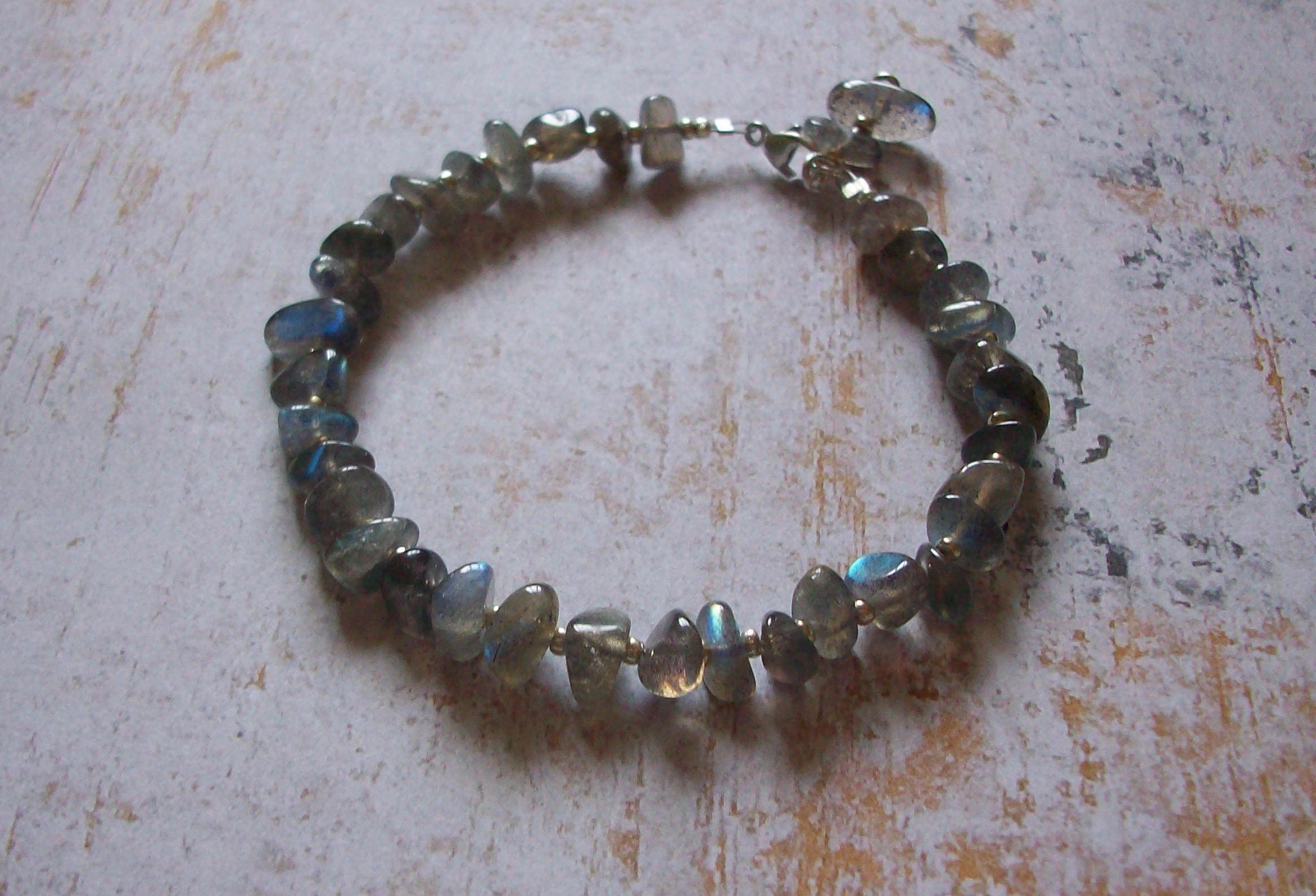 Labradorite Bracelet Flash Labradorite Chip Bracelet Big Chunky ...