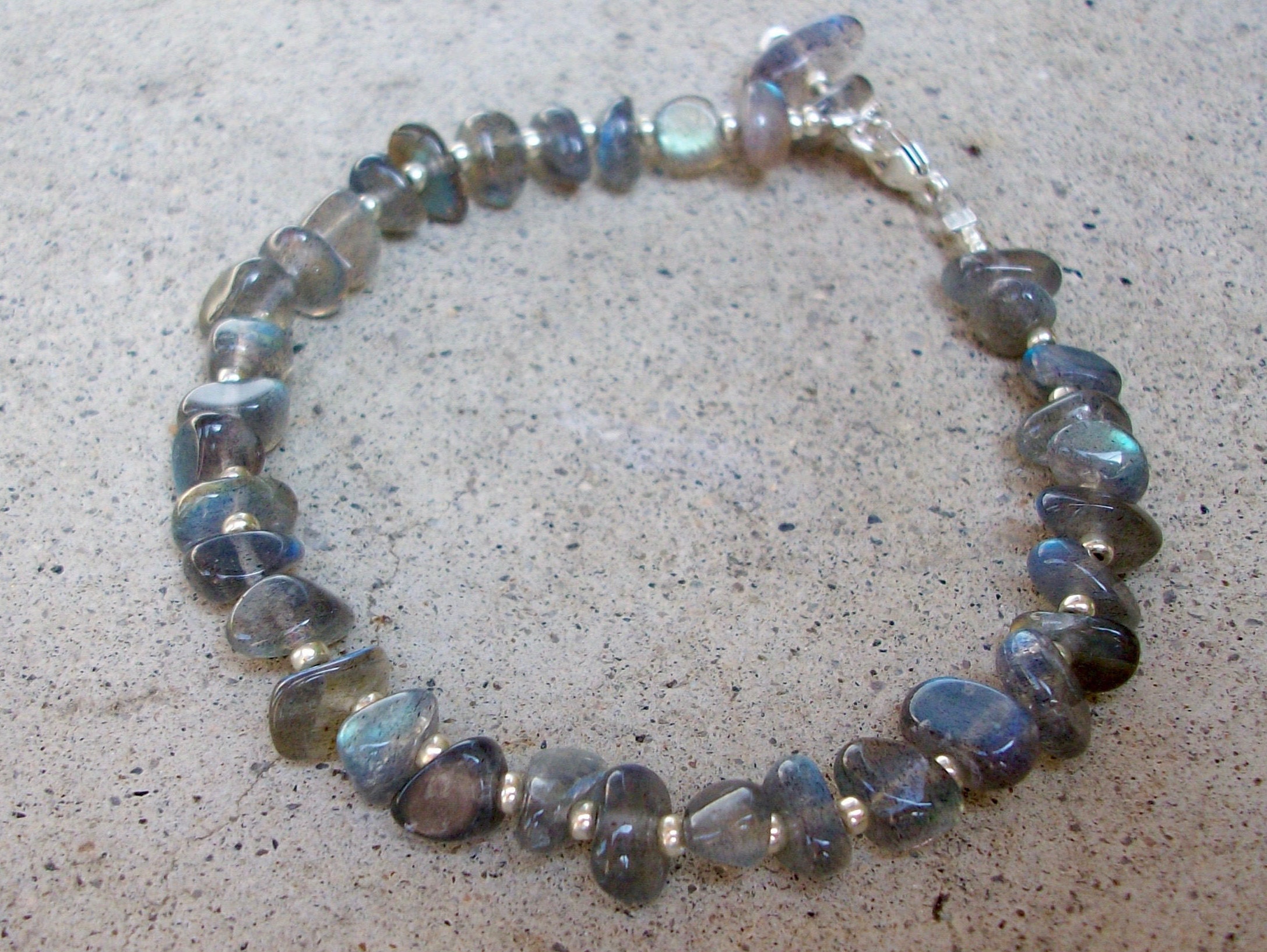 Labradorite Bracelet Flash Labradorite Chip Bracelet Big Chunky ...