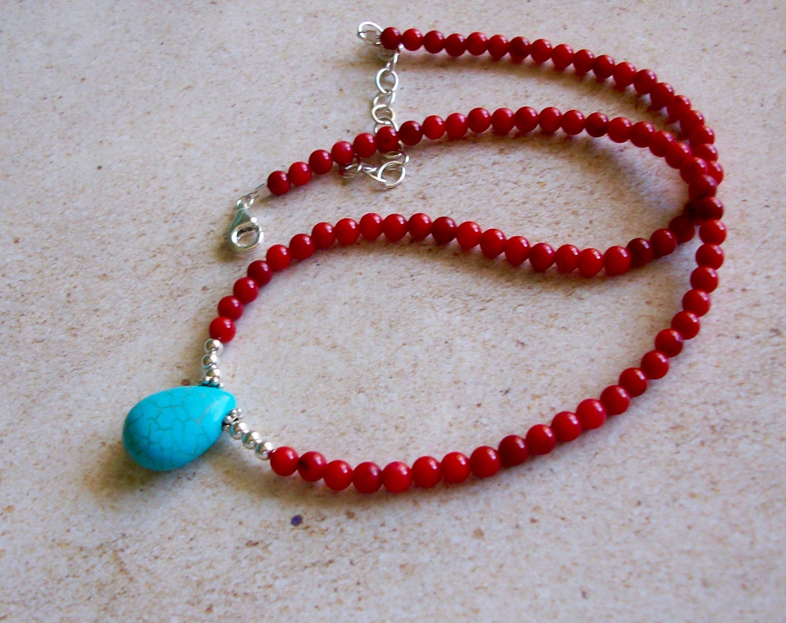 Coral 4mm collar turquesa collar adolescente gargantilla turquesa ...