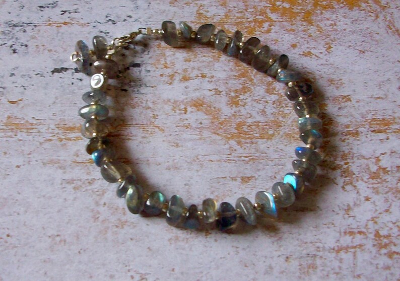 Labradorite Bracelet Flash Labradorite Chip Bracelet Big Chunky ...