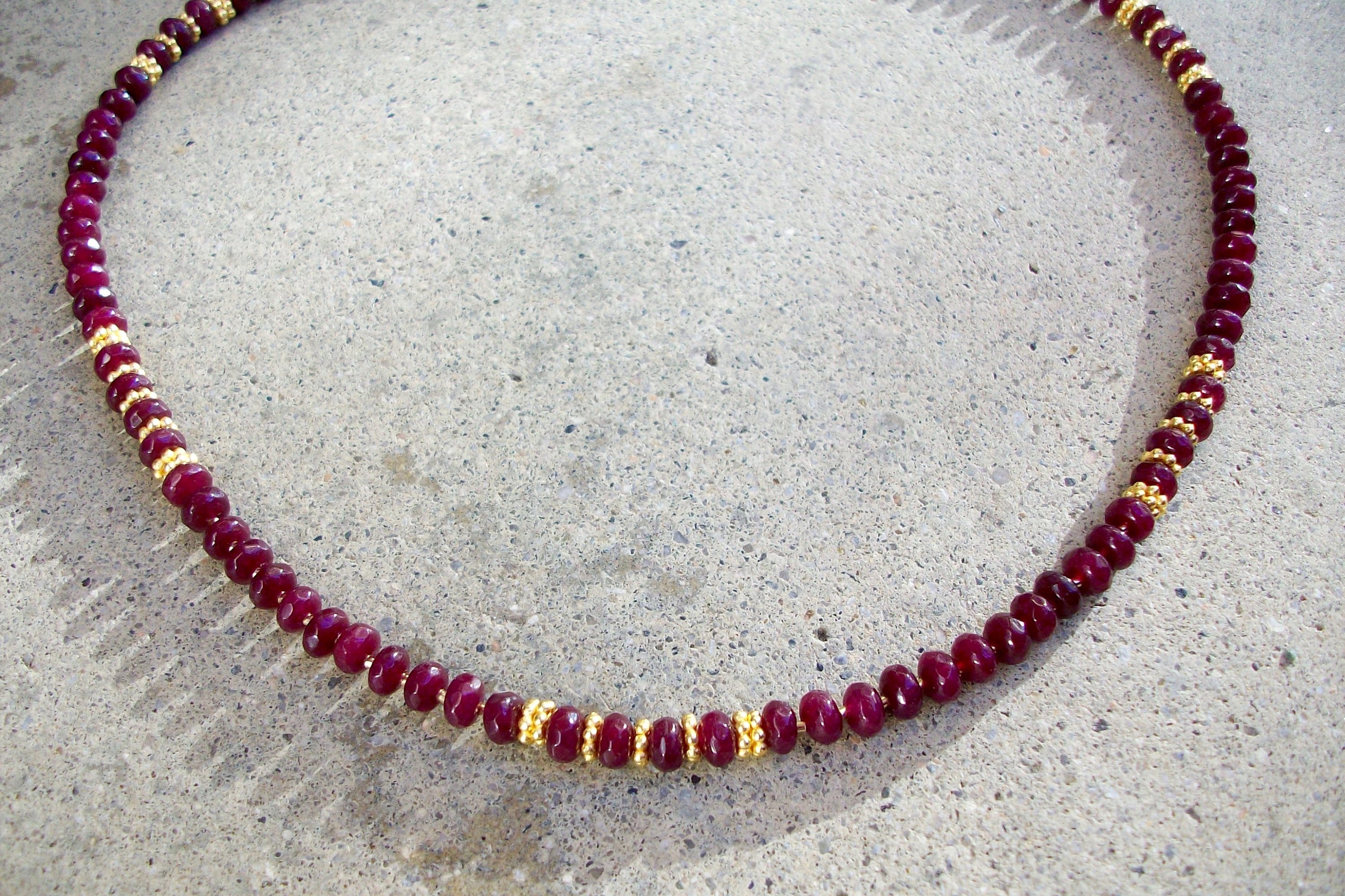 Ruby Necklace Choker Gold Ruby Necklace GF Faceted Cherry Dark Red ...
