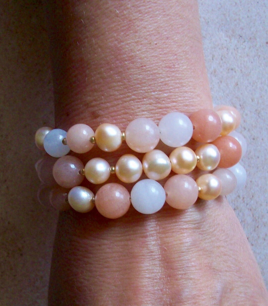 Pink Opal Bracelet October Bracelet Wrap Rose Gold Pearl - Etsy UK