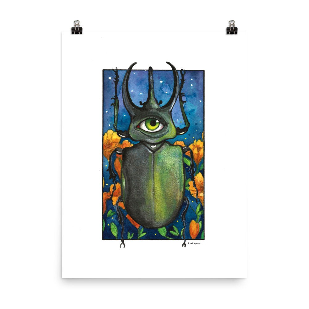 Looking Within Third Eye Beetle Watercolor Poster Print Unique Home ...