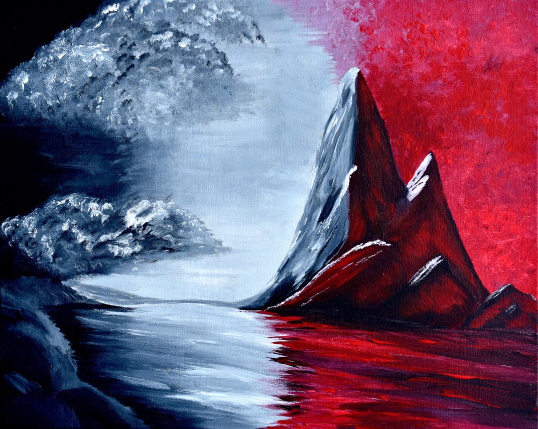 Red Oblivion Acrylic Painting - Etsy