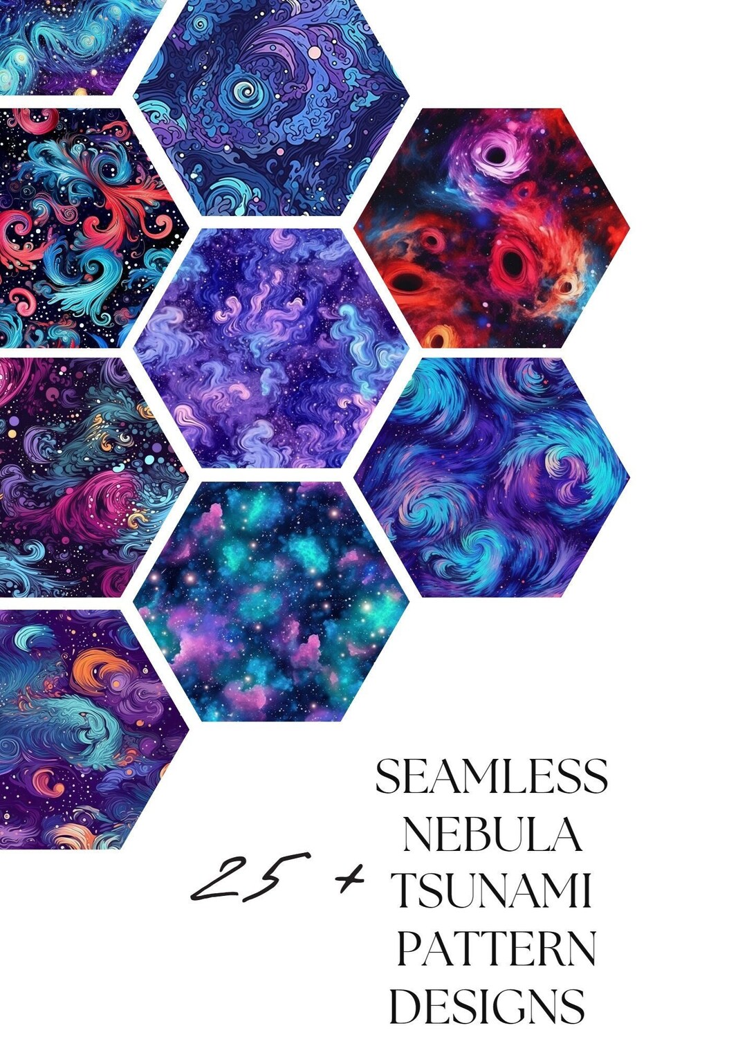 25 Seamless Nebula Tsunami Pattern Bundle, 25 Pack Nebula Patterns ...