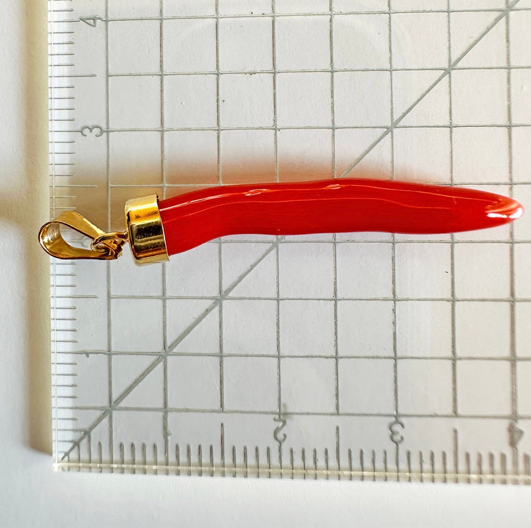 Unique Shape Good Luck Red Coral Charms 1.6inches Coral Horn cornetto ...