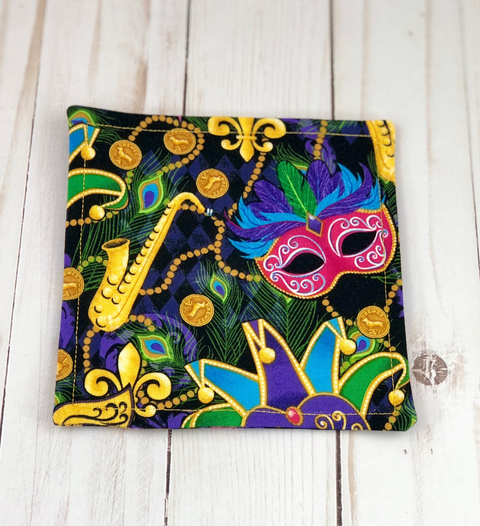 Mardi Gras Fabric Coaster Set | Etsy