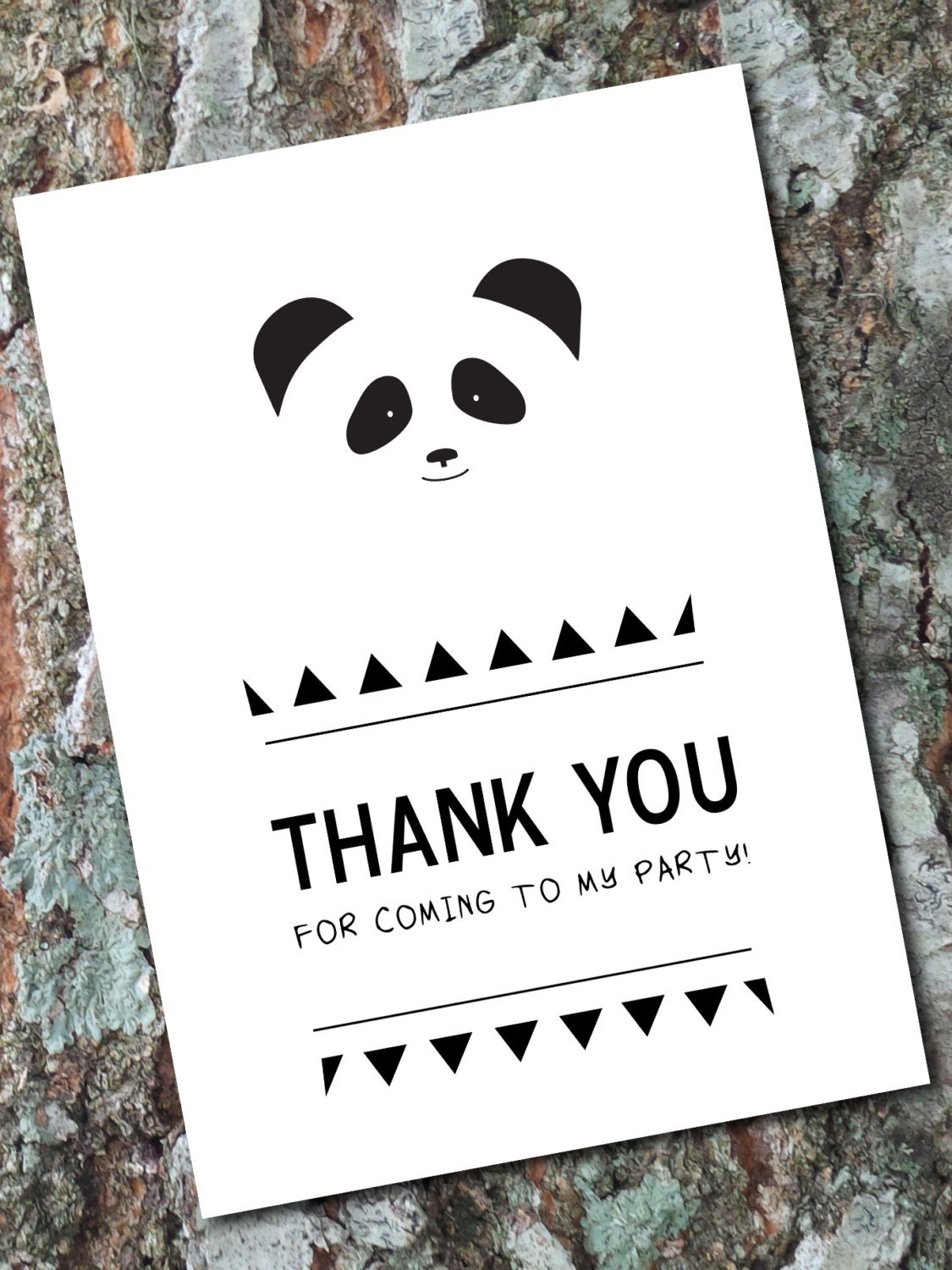 Panda Thank You Card Black and White Monochrome Party Printable - Etsy