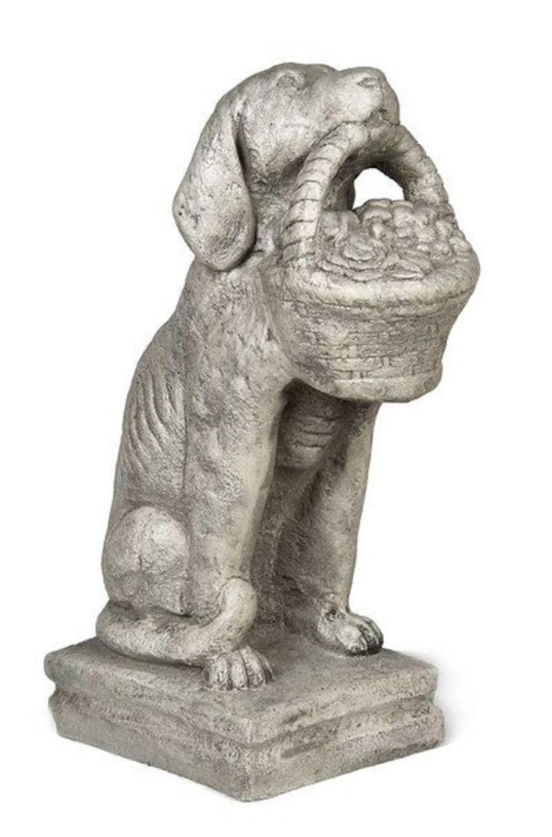 Solid Rock Stoneworks Jr Dog With Basket- 19in Tall- Pre Aged - Etsy