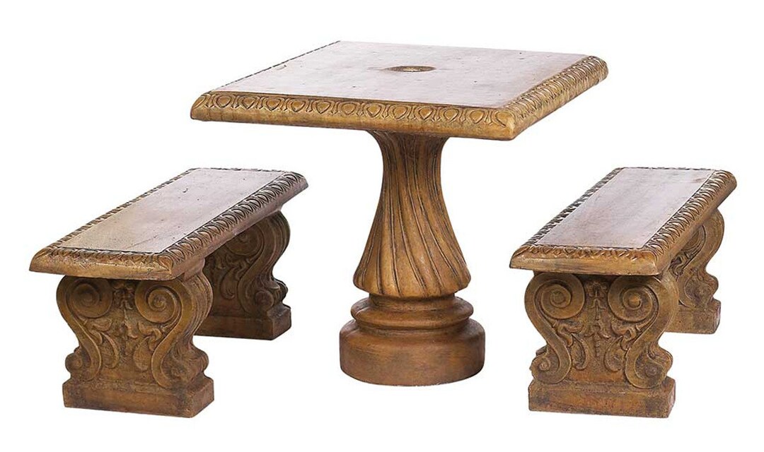 Solid Rock Stoneworks Small 3 Piece Square Table Set- Espresso - Etsy