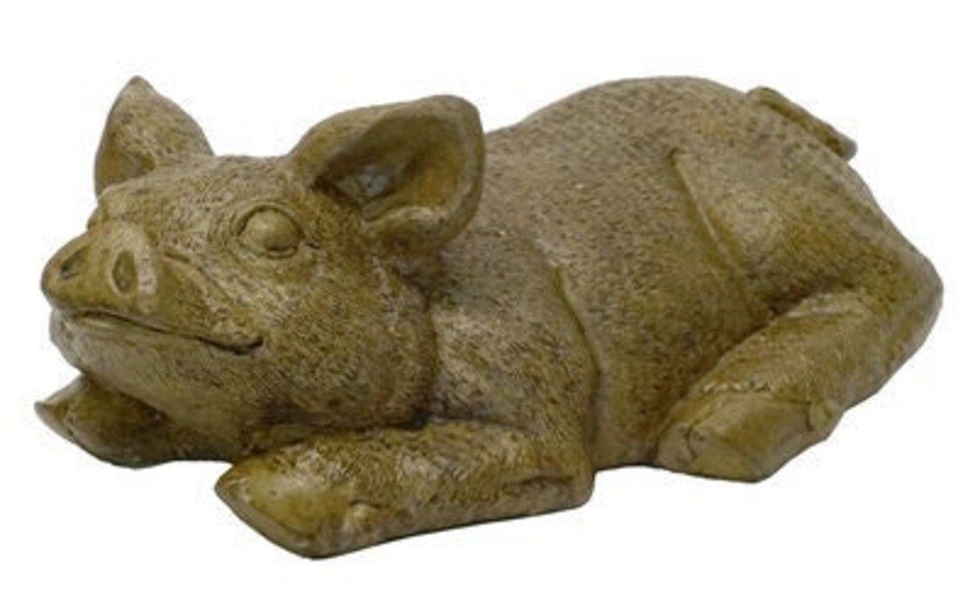 Solid Rock Stoneworks Laying Pig Looking Up- 5in Tall- Autumn Wheat - Etsy