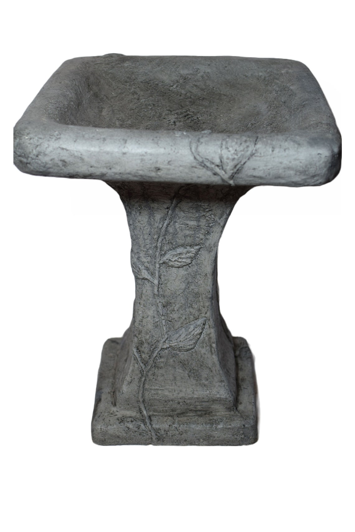 Solid Rock Stoneworks Square Ivy Birdbath 17in Tall Pre Aged Color - Etsy