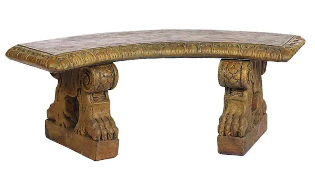 Solid Rock Stoneworks Large Curved Bench With Claw Legs - Etsy