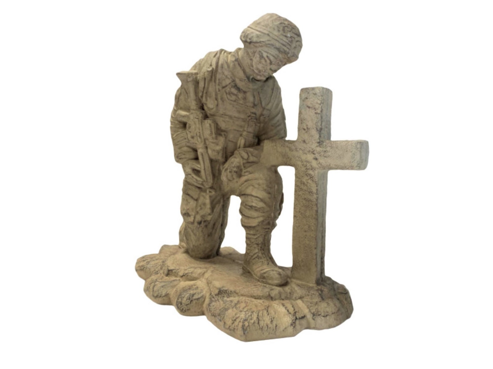 Solid Rock Stoneworks Kneeling Soldier at Cross - Etsy Canada